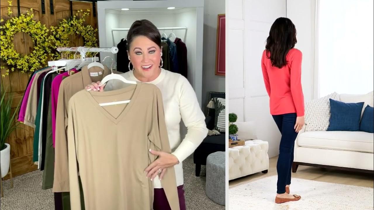 Belle by Kim Gravel Primabelle Knit Long Sleeve V-Neck Top on QVC - YouTube