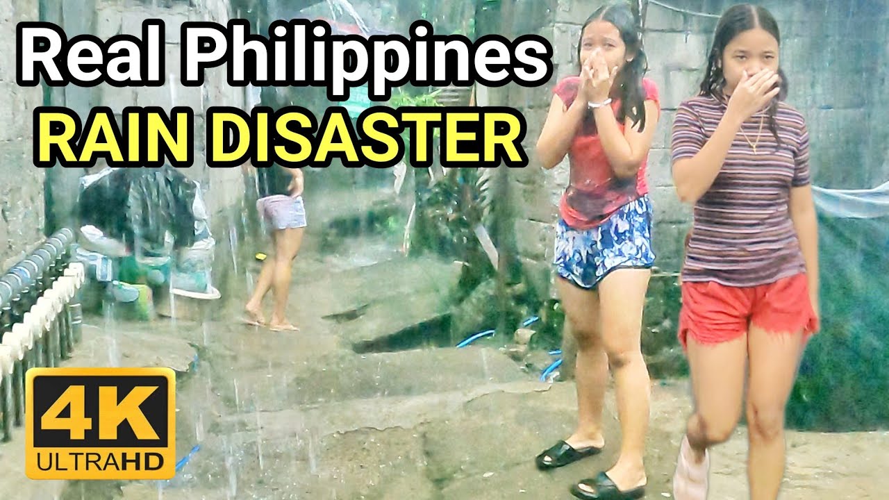 EXTREME HEAVY RAIN DISASTER | Walking Super Wet Heavy Rain in Payatas ...
