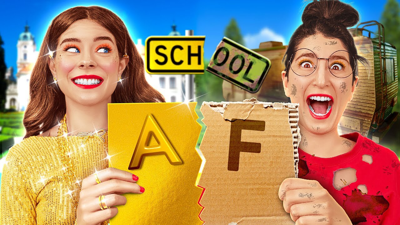 NEW 123GO! CRAZY SCHOOL HACKS FOR RICH vs POOR STUDENTS | Funny ...