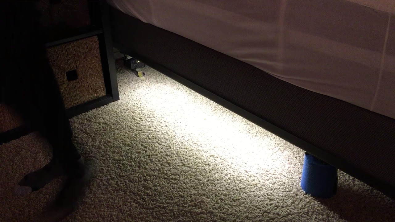 Under bed PIR sensor activated LED lighting with timer - YouTube