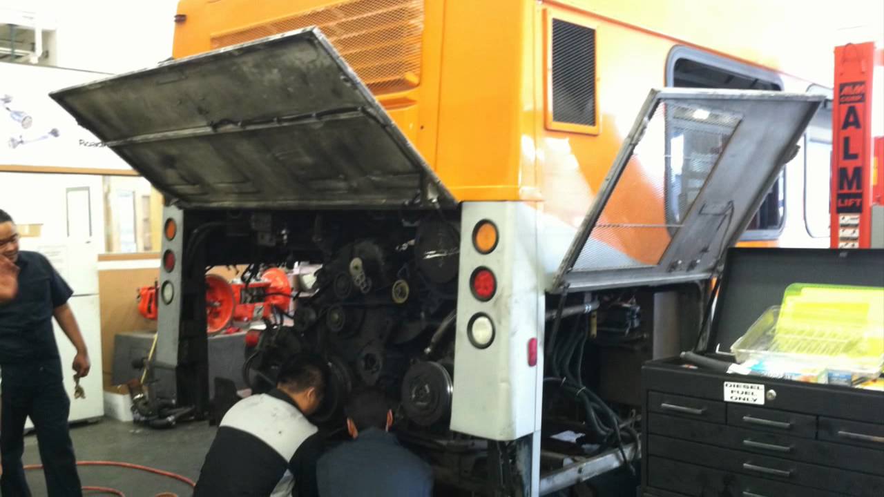 LATTC Metro Bus Diesel Engine Removal - YouTube