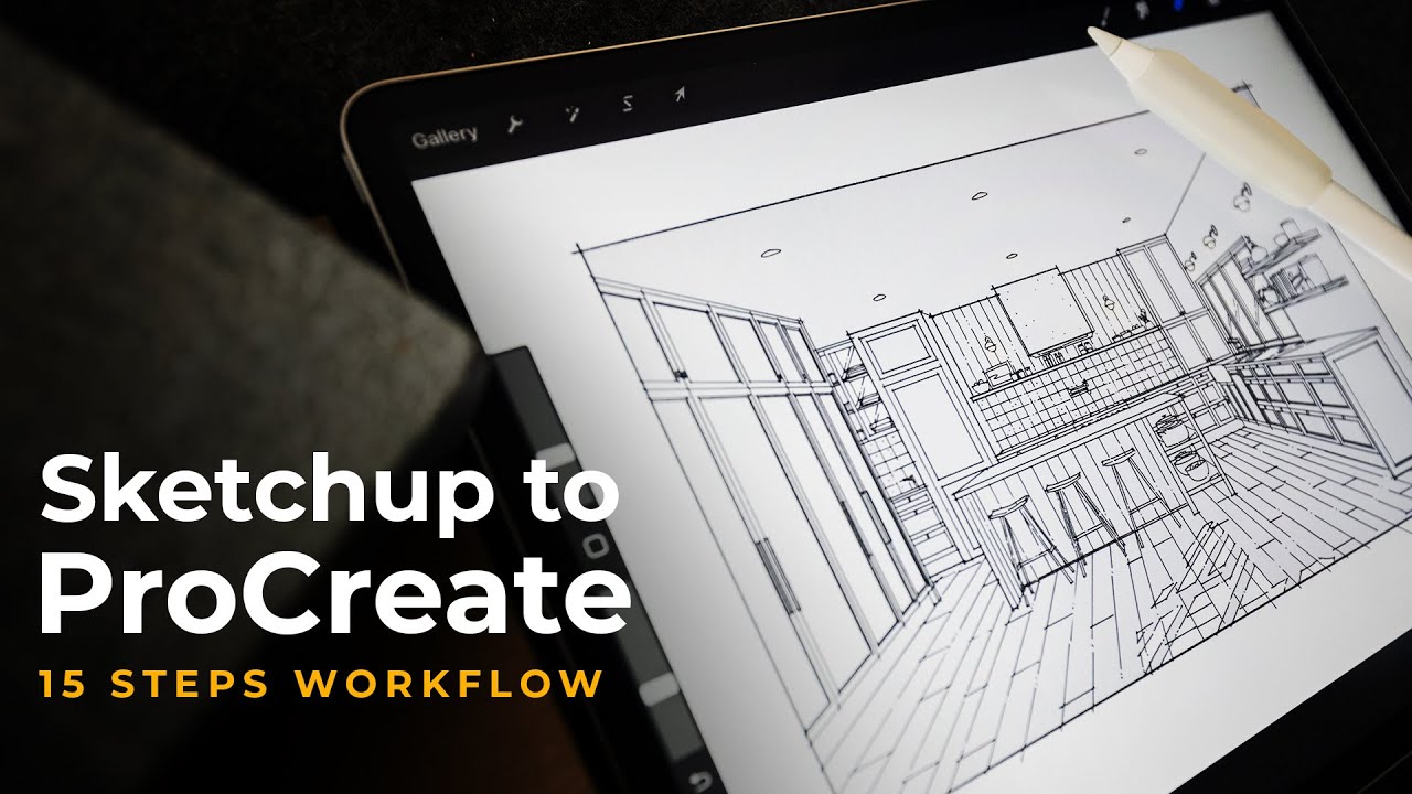 15 Steps Interior Design Drawing on the iPad - YouTube