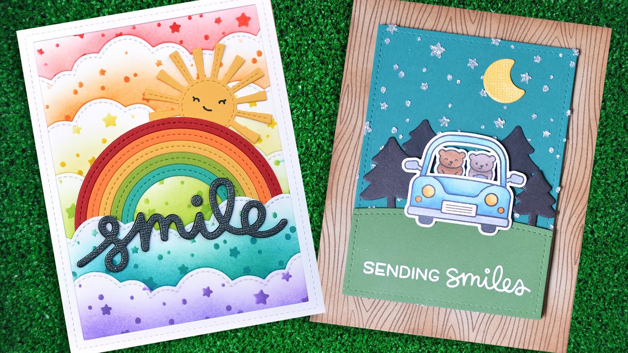 Starry Sky Stencil + 2 cards from start to finish - YouTube