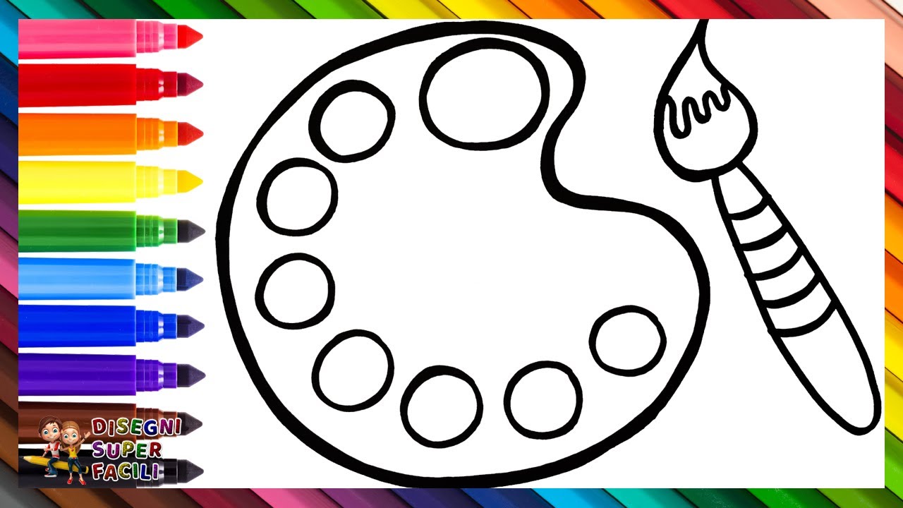 Disegna e Colora una Tavolozza Arcobaleno con un Pennello 🎨🖌️🌈 Disegni ...