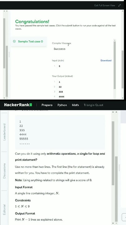 Hackerrank Python Math Triangle Quest Hackerranksolutions