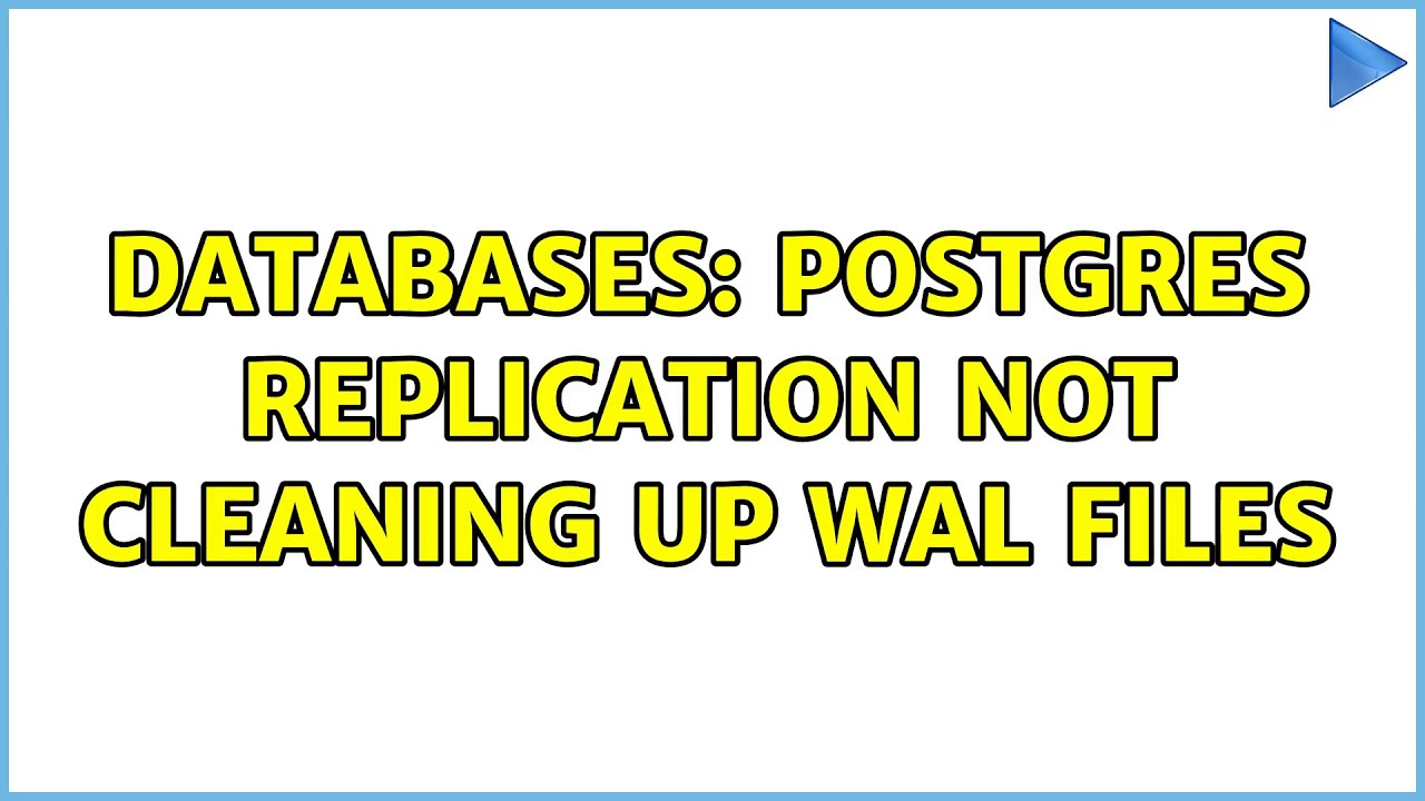 Databases: Postgres replication not cleaning up WAL files (2 Solutions ...