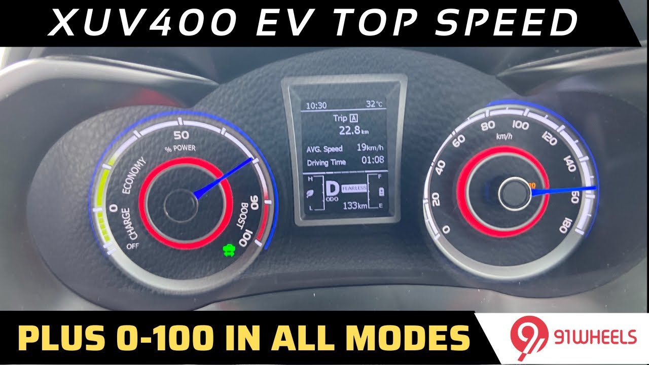 Mahindra XUV400 EV Top Speed and 0-100 km/h acceleration in all 3 modes ...