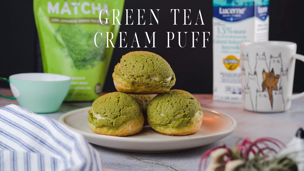 Cooking While Quarantine : Green Tea Cream Puff - YouTube