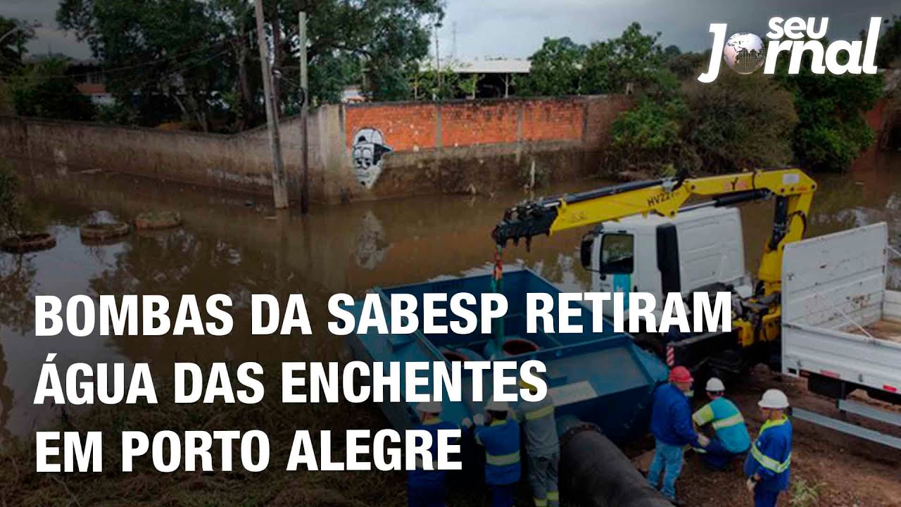 Bombas da Sabesp retiram água das enchentes em Porto Alegre - YouTube