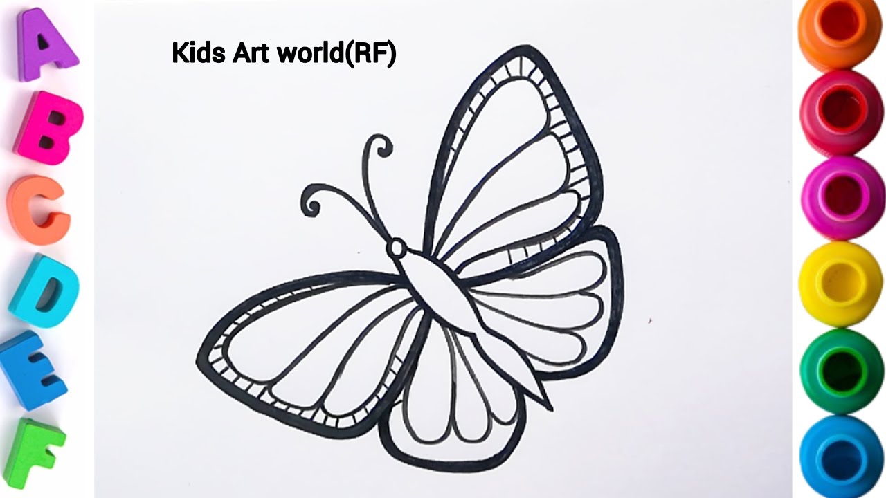 BUTTERFLY🦋 DRAWING AND 🖌🎨PAINTING FOR KID |Kids Art World(RF) - YouTube