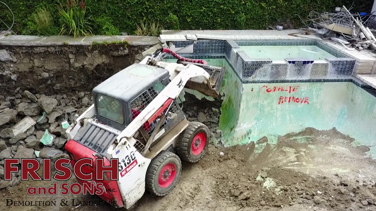Long Beach Swimming Pool Demolition - YouTube