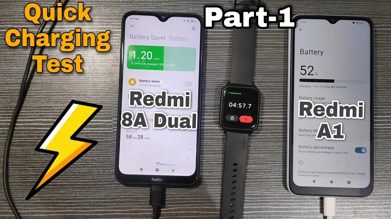 Redmi A1 vs Redmi 8A Dual - Battery Charging Test (Part-1) | Quick ...