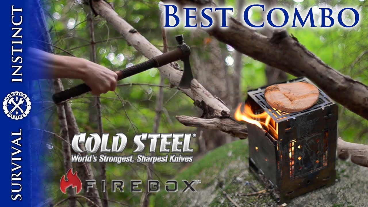 Use the Cold Steel Pipe Hawk to feed the Firebox Stove - YouTube