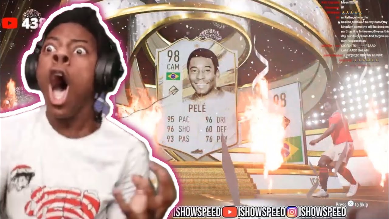 Ishowspeed pulls up PELE card 😳😂💀#ishowspeed #speed #fifa #pele #rip #subscribe #haaland #2023 ...