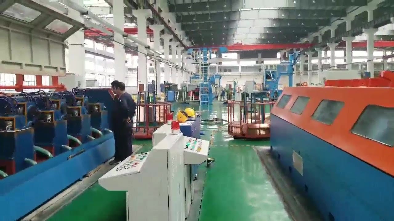 Continuous casting and rolling line for copper rod - YouTube