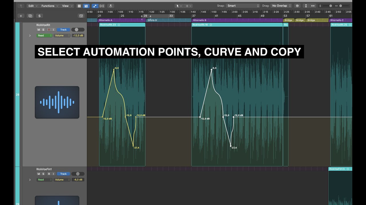 Logic Pro - How to Select Automation Points, Create Curves and Copy ...