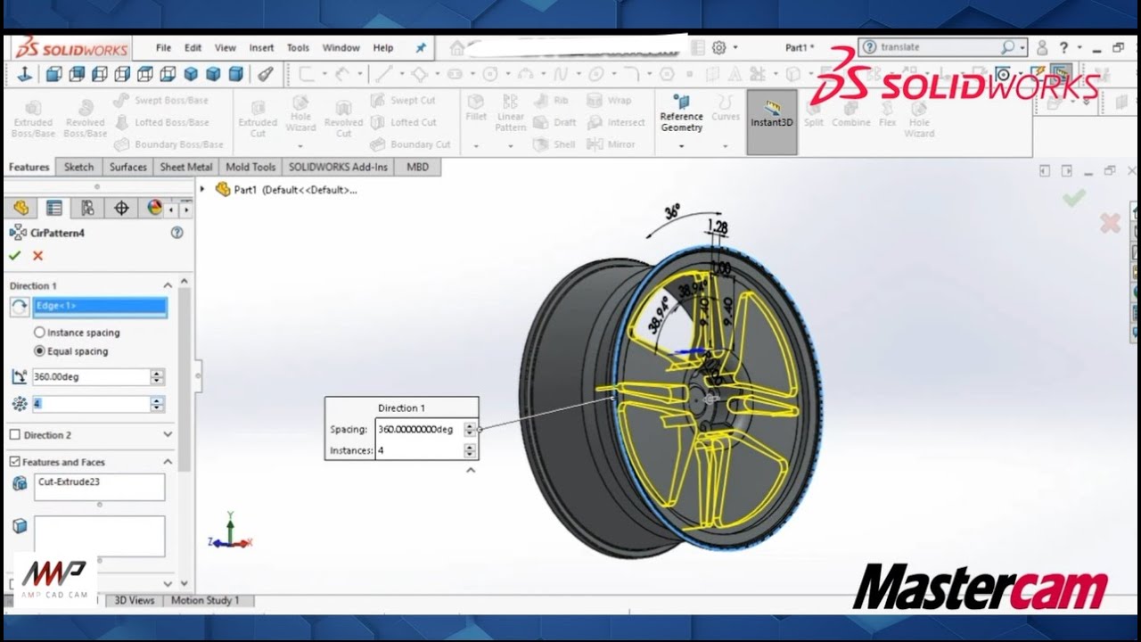 Designing and Machining a Mag Wheel with SOLIDWORKS and Mastercam - YouTube