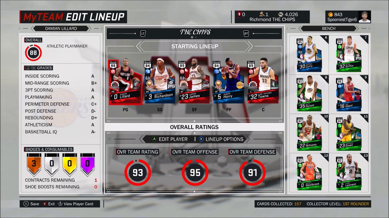 NBA 2k17 Myteam Lineup Update/Channel Update - YouTube