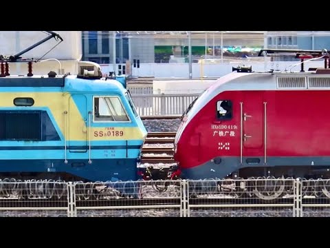 【红蓝双机】SS8-0189+HXD1D0419牵引K325次温州～广州出白云站 - YouTube