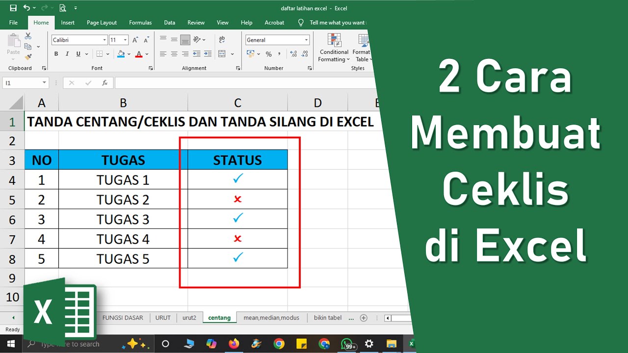 Cara membuat ceklis di Excel | Cara membuat tanda centang di Excel ...