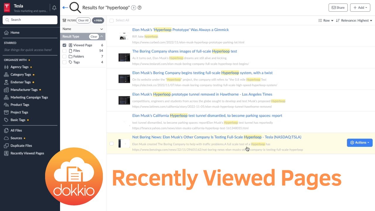 New Dokkio "Recently Viewed Pages" Prototype - YouTube