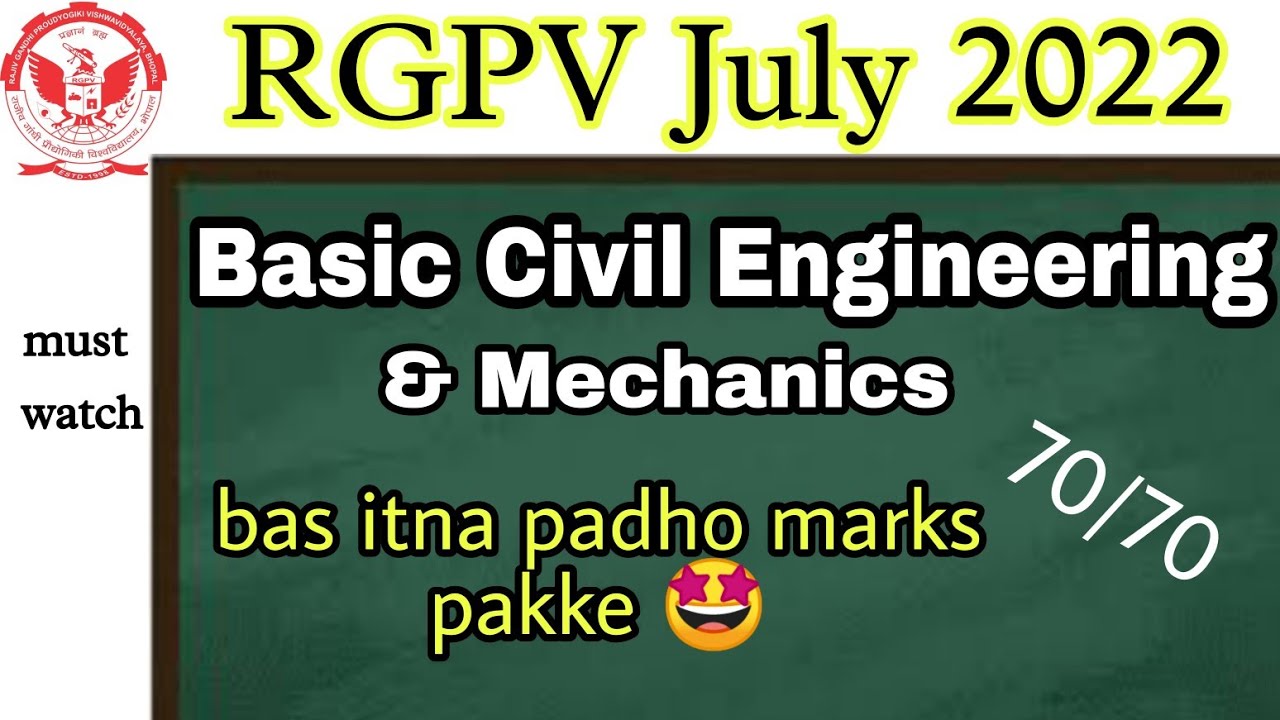 Basic Civil Engineering Rgpv july-22 Unitwise Imp #rgpv #rgpvexam # ...