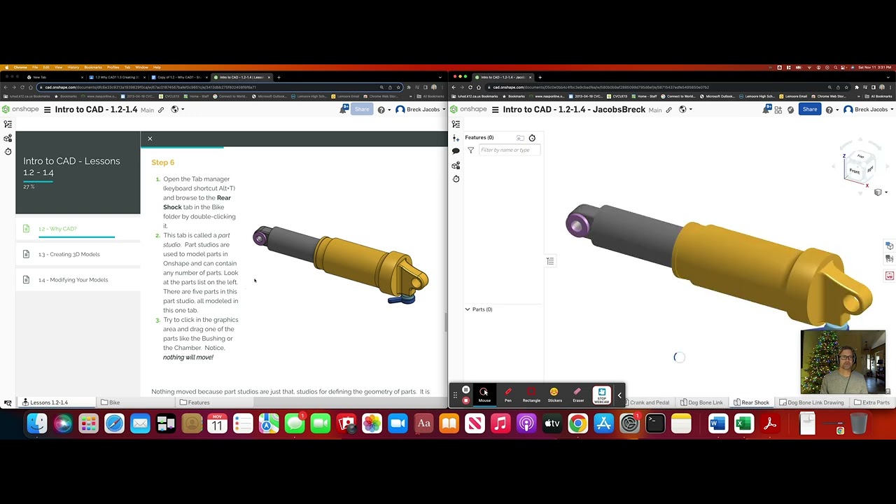 Onshape Intro To CAD Lesson 1.2 Through 1.4 - YouTube