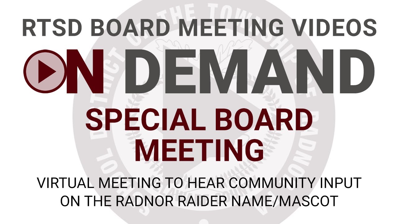 August 4, 2020 RTSD Special Board Meeting to Hear Community Input on ...
