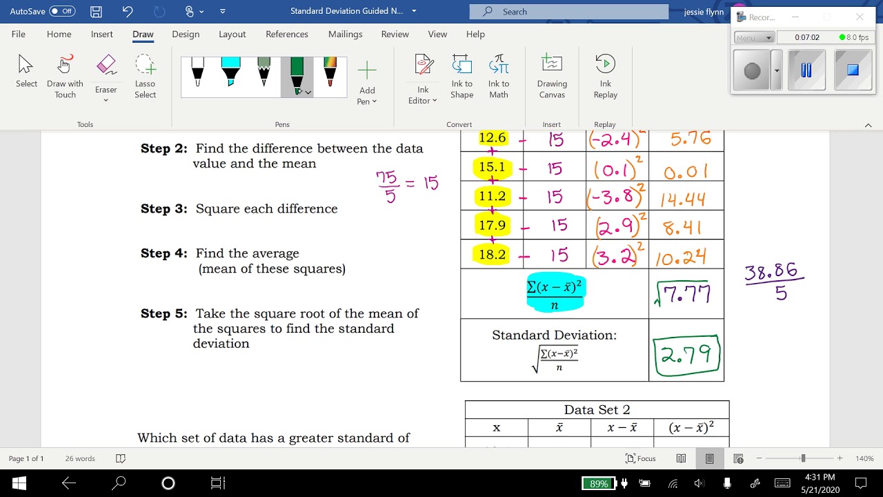 Standard Deviation Guided Notes - YouTube