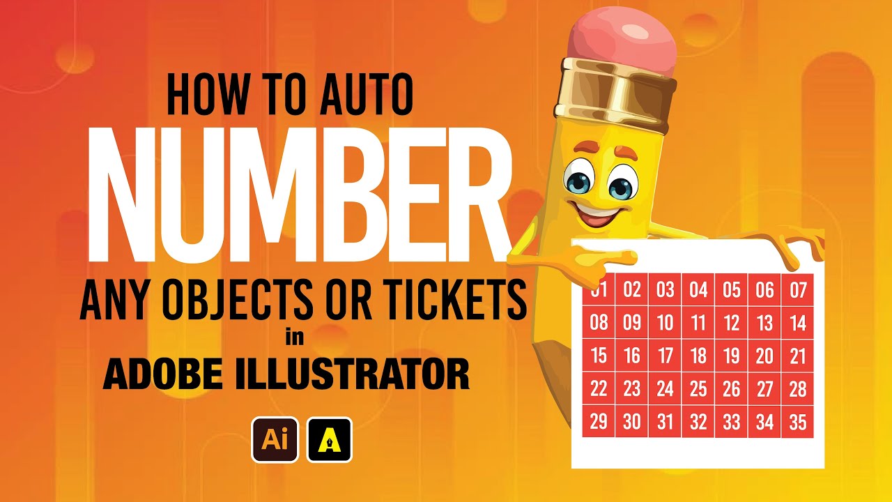 How to auto number any objects or tickets in Adobe Illustrator - YouTube