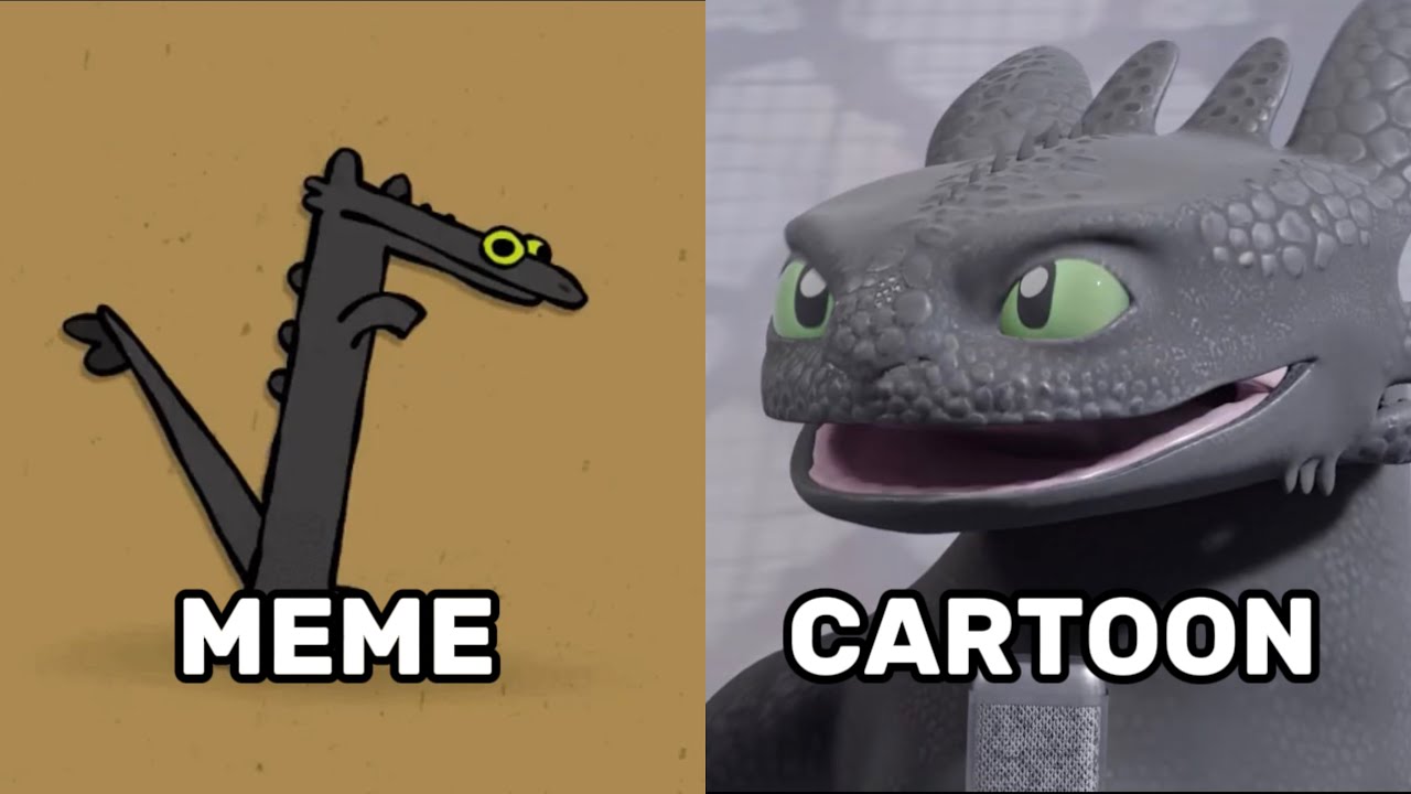 Toothless Dancing Meme vs Cartoon - YouTube