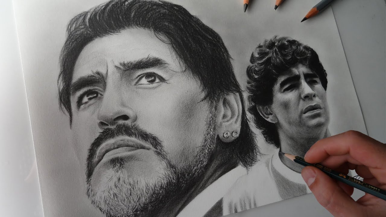 RETRATO A LAPIZ DE MARADONA 🏆💙 || Diego Armando Maradona pencil drawing ...