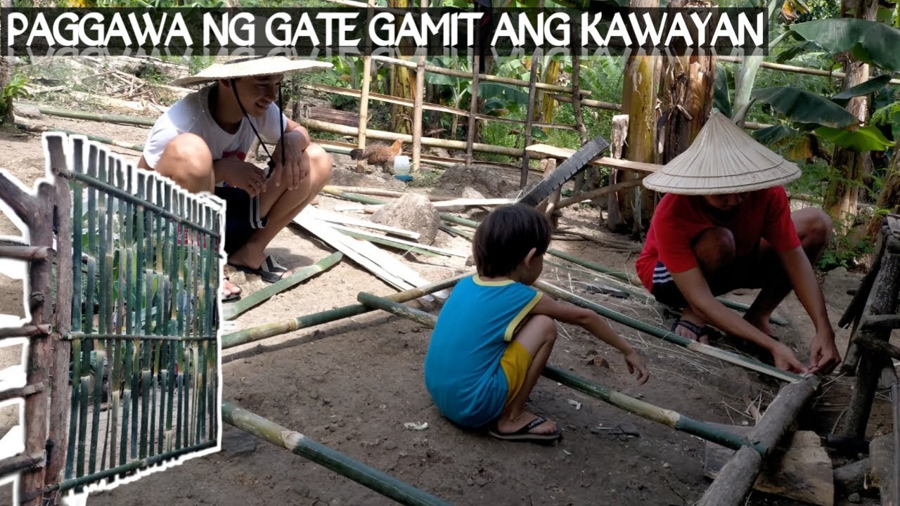 Paggawa ng gate gamit ang kawayan - YouTube