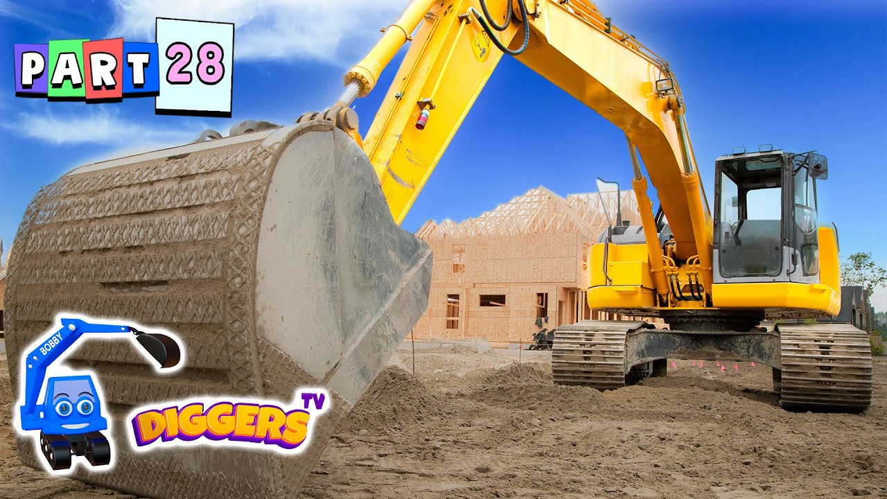 🚧 Diggers For Kids 🦺 Building Sites, Huge Crawler Excavators, Dump ...