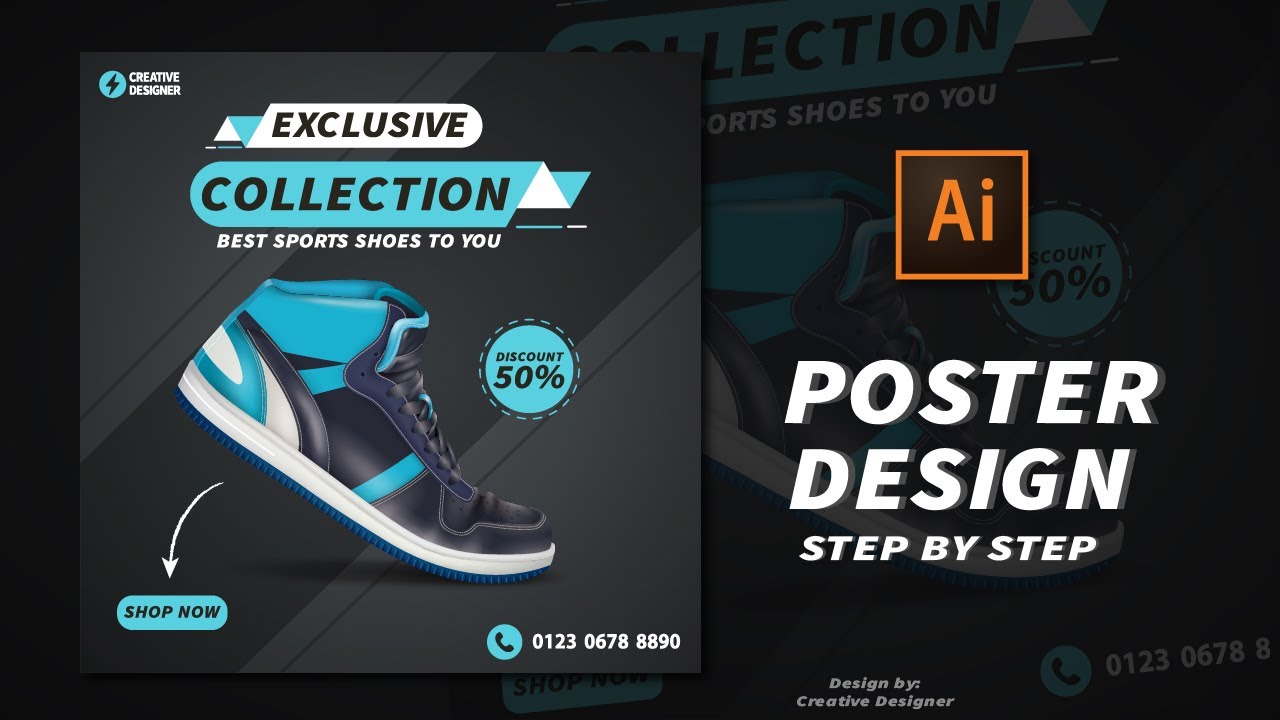 how to create a shoe poster design using Abode illustrator cc - YouTube