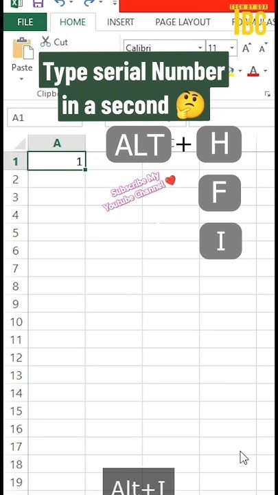 Ms Excel Serial Number Shortcut 🔥😱 || Automatic Serial Number type in excel #shortcutkeys #excel ...