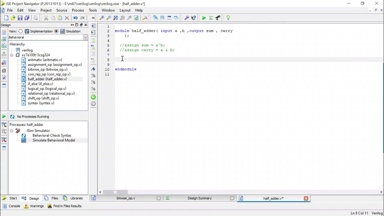 Half Adder using Verilog | Simulation & Waveform Explained|| Deep Dive to Digital - YouTube