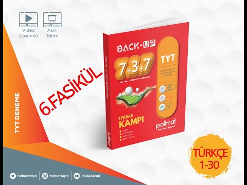 BACK-UP TYT 7+3+7 TEKRAR KAMPI 5.FASİKÜL *TÜRKÇE 1-30 ARASI SORULAR