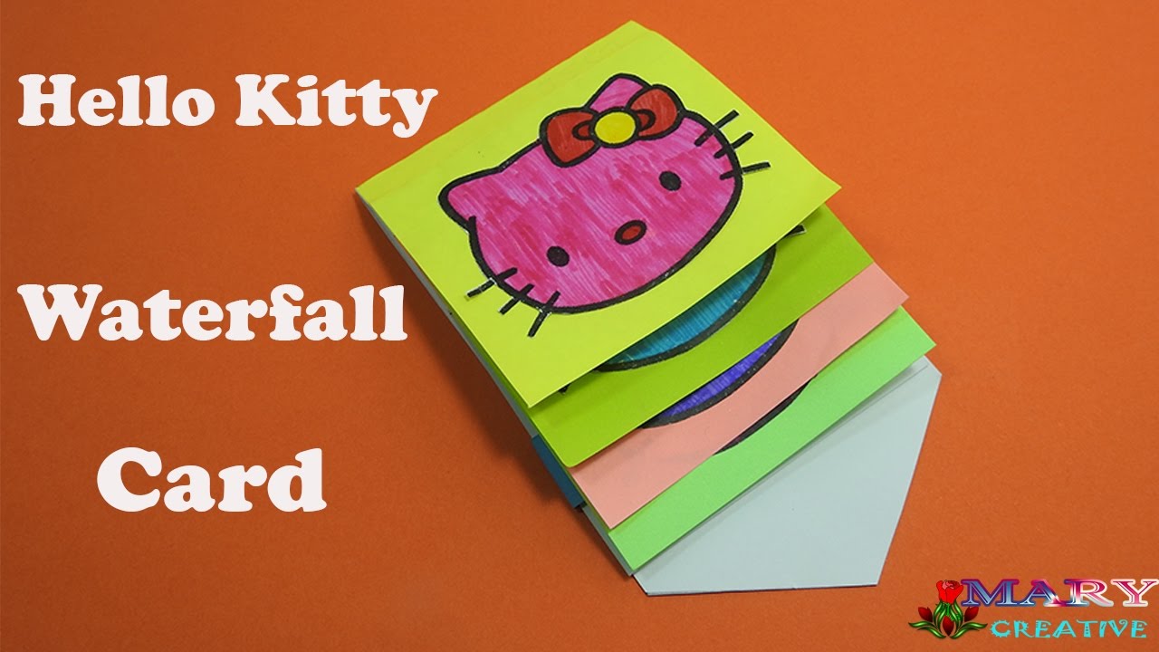 How to make Hello Kitty Waterfall Card | Waterfall Card Tutorial ...
