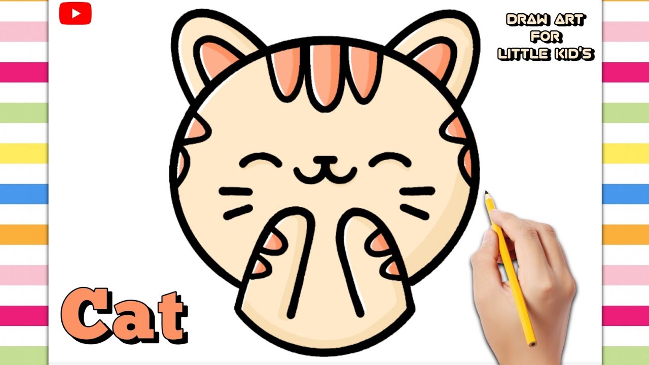 How To Draw a Cute Cat | How To Draw Cat For Kids and Toddlers | Draw ...