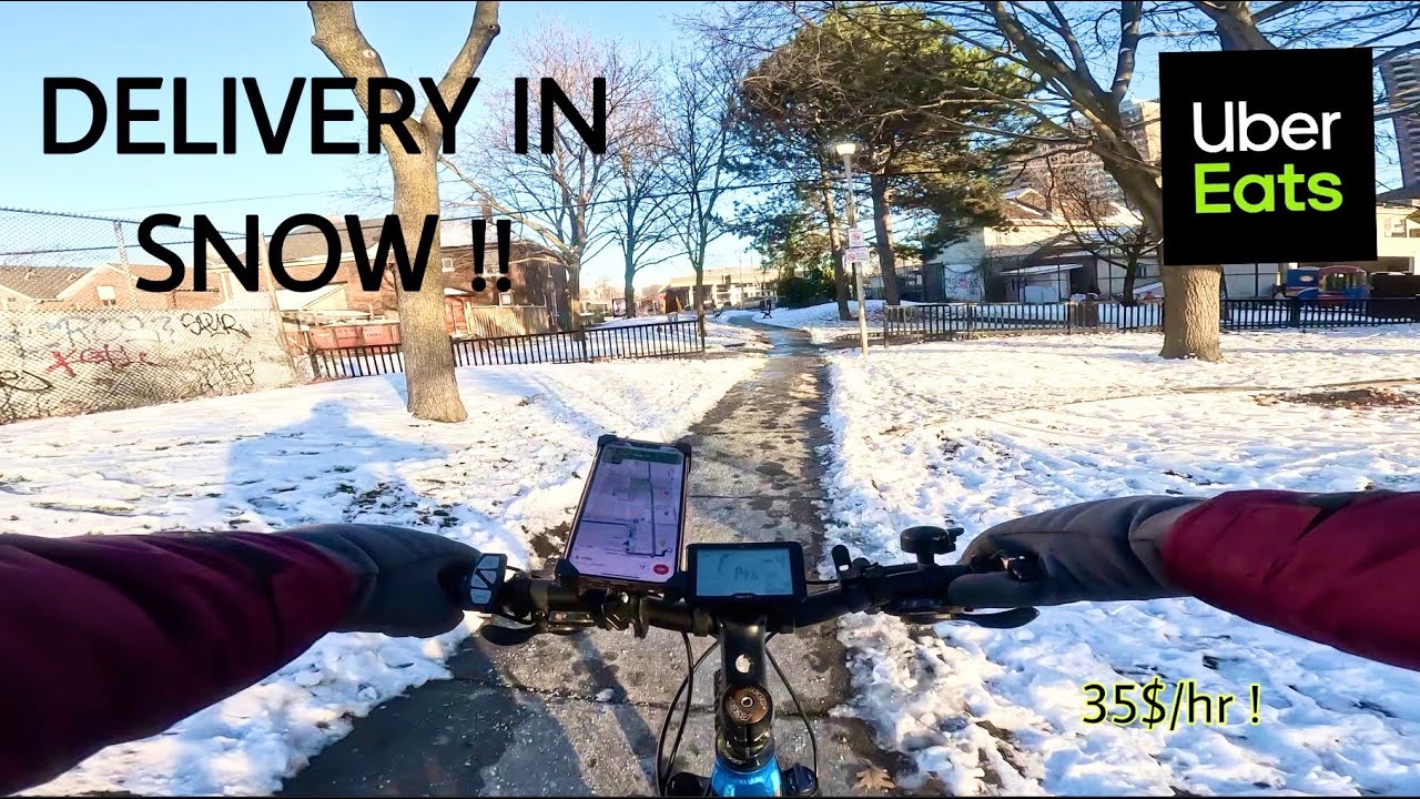 UBER EATS DELIVERY IN SNOW | 35$/HR POV | @GOPRO HERO 11 BLACK | E-BIKE - YouTube