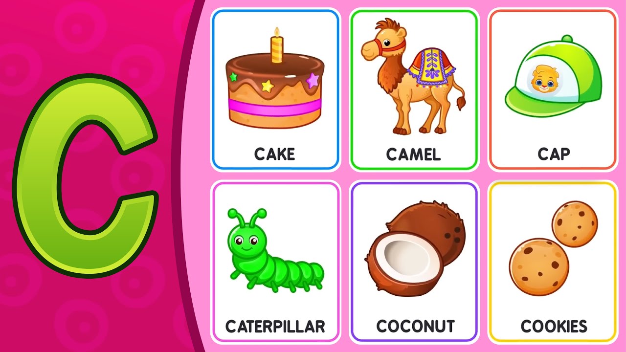 🎂 C for Cake 🐪 C for Camel 🧢 C for Cap 🐛 C for Caterpillar | Alphabet ...