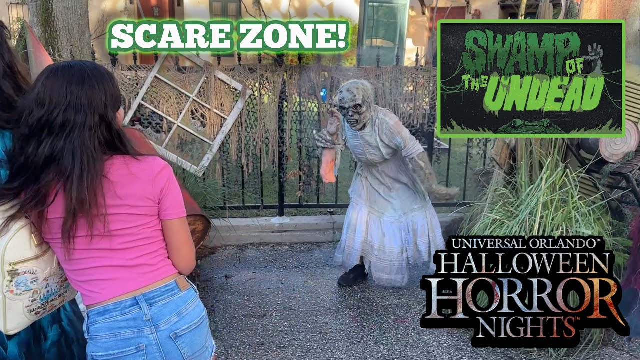Swamp Of The Undead Halloween Horror Nights Scare Zone Tour! - YouTube