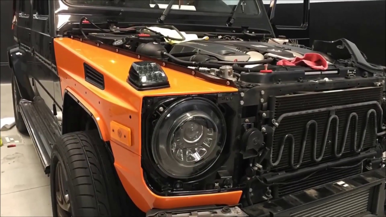 What we did to this Mercedes G63 AMG at work. Wrapping it to Orange for ...