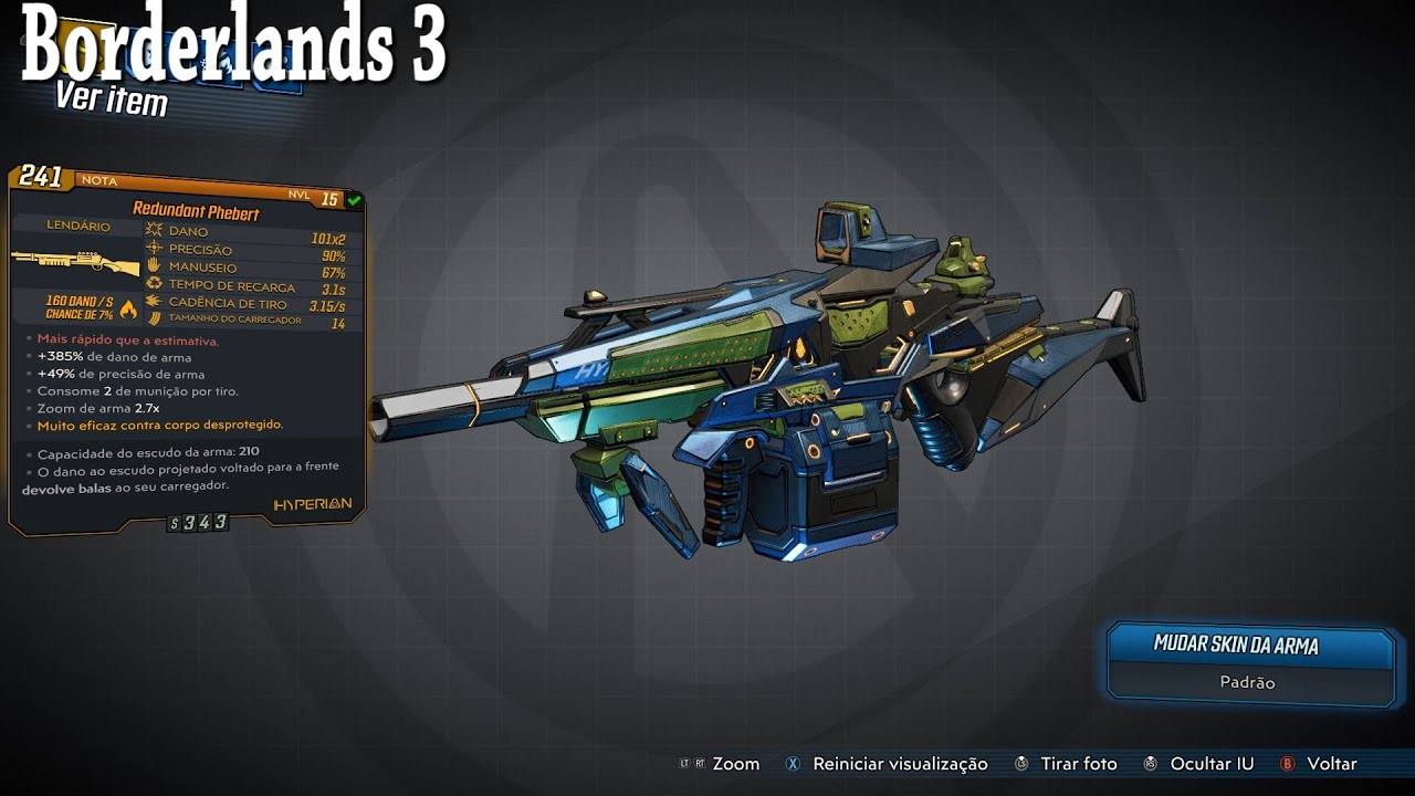 PHEBERT, espingarda lendária! Borderlands 3 - YouTube