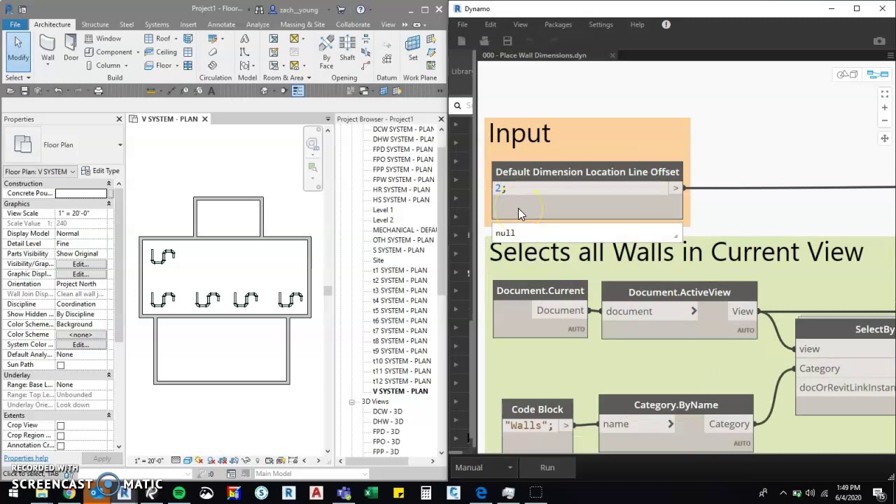 Dynamo Revit 2020 - Place Wall Dimensions - YouTube