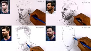 How To Draw Realistic Face Lionel Messi Easy Pencil Sketch Messi ...