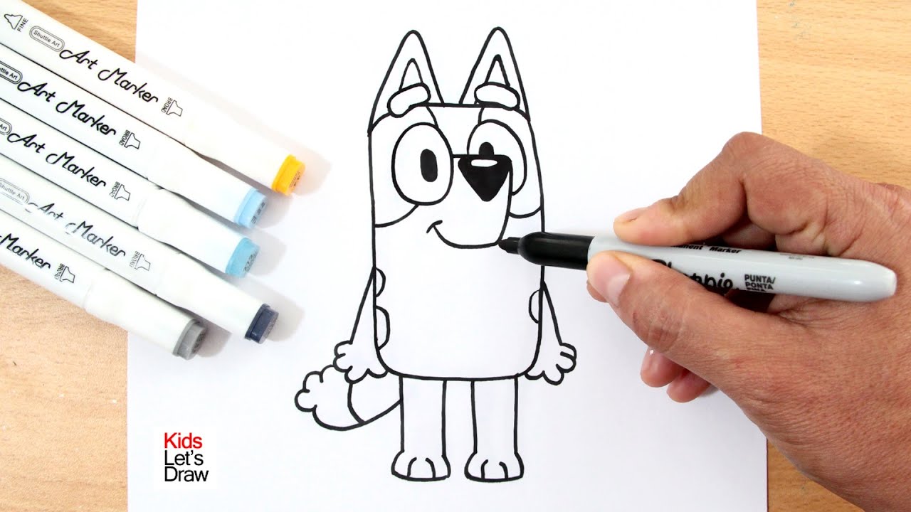 Cómo dibujar y pintar a BLUEY de manera fácil (paso a paso) - YouTube