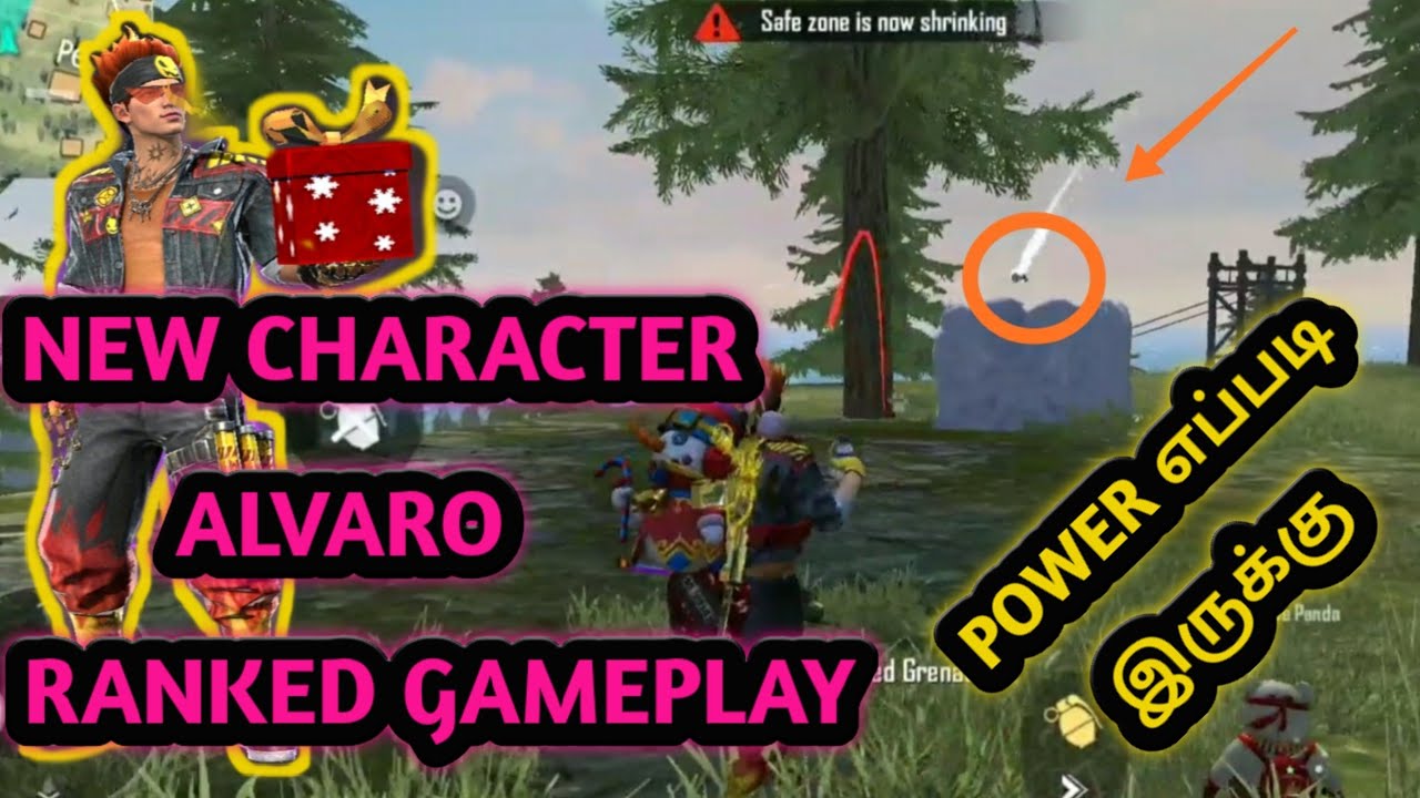 free fire new character alvaro ranked gameplay || only alvaro character ...