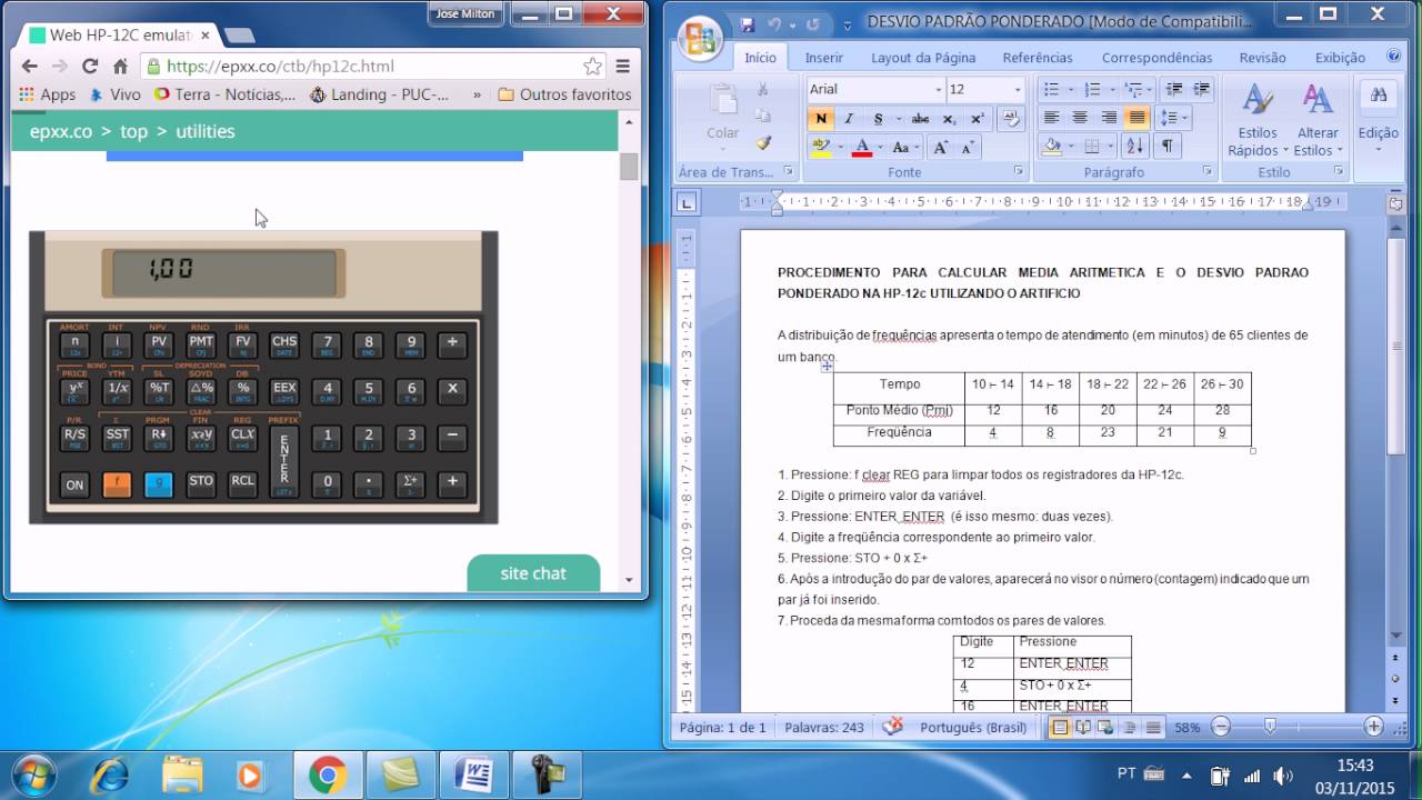 Média e desvio padrão ponderado na HP 12c - YouTube